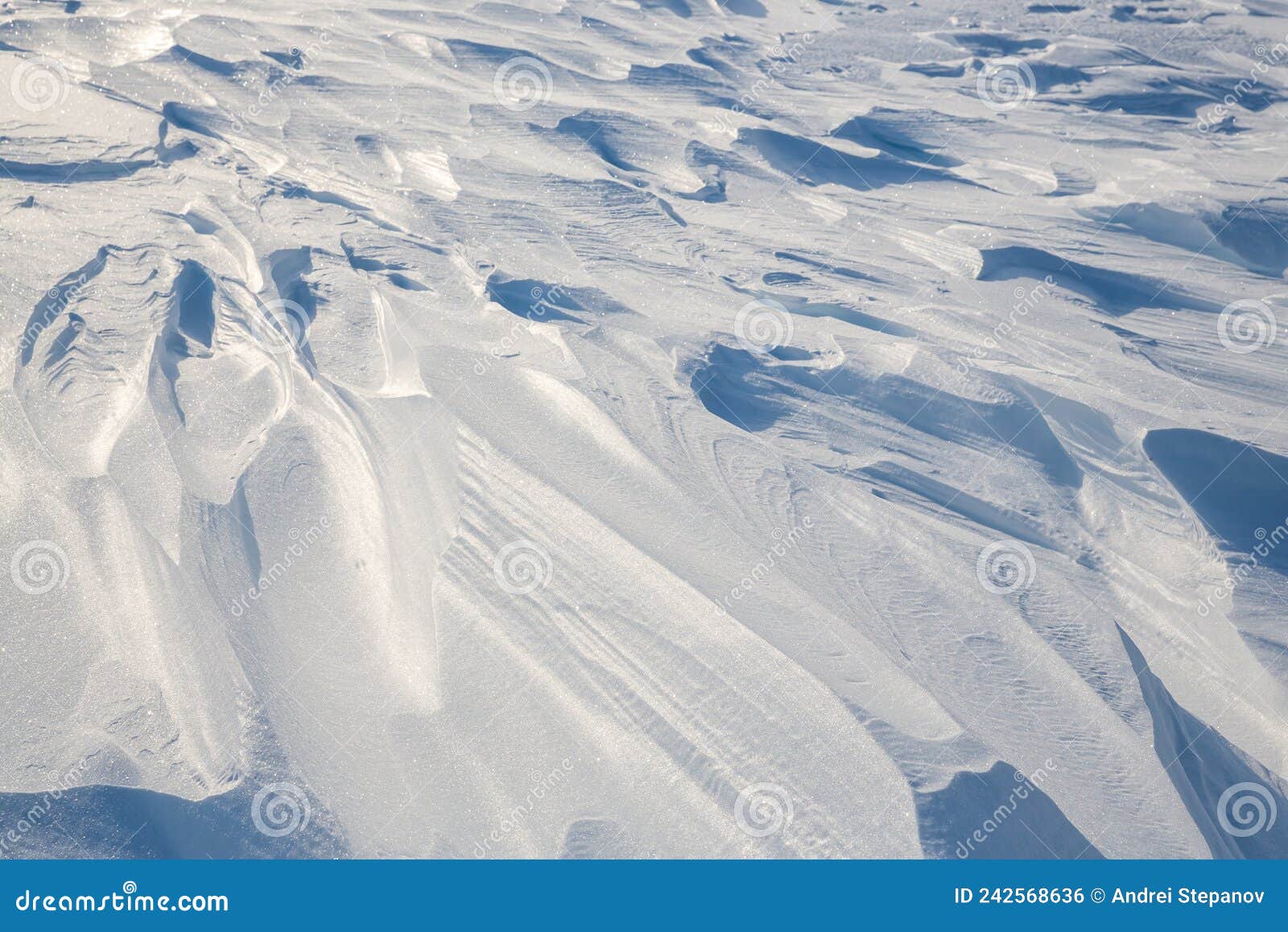 Snow Texture. Wind Sculpted Patterns on Snow Surface Stock Photo ...