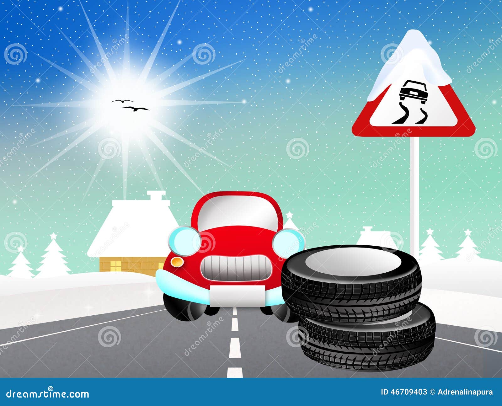 Snow tires stock illustration. Illustration of road, season - 46709403