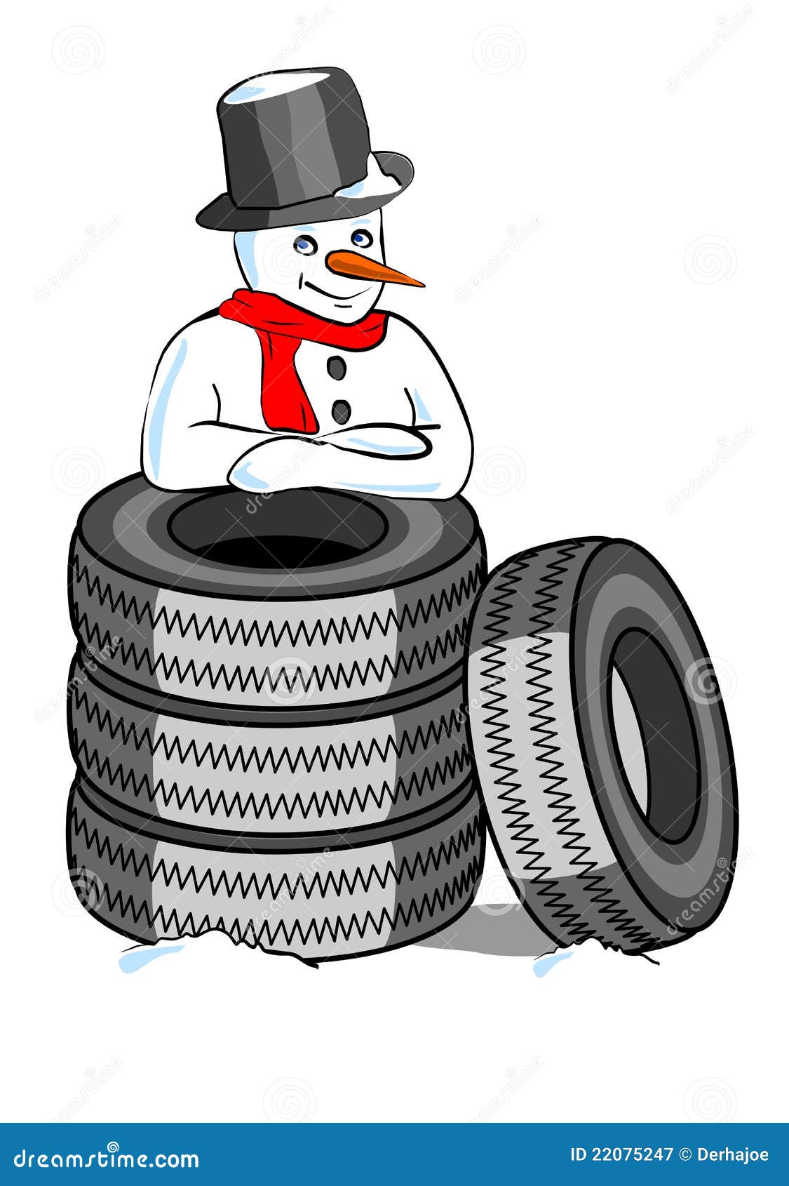 Snow tires and snowman stock illustration. Illustration of tire - 22075247