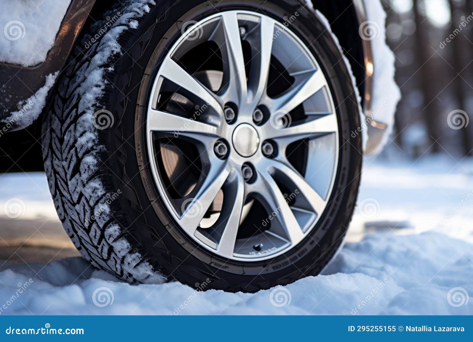 Snow Tires on Wheels, Ready To Conquer Challenging Winter Weather Stock ...