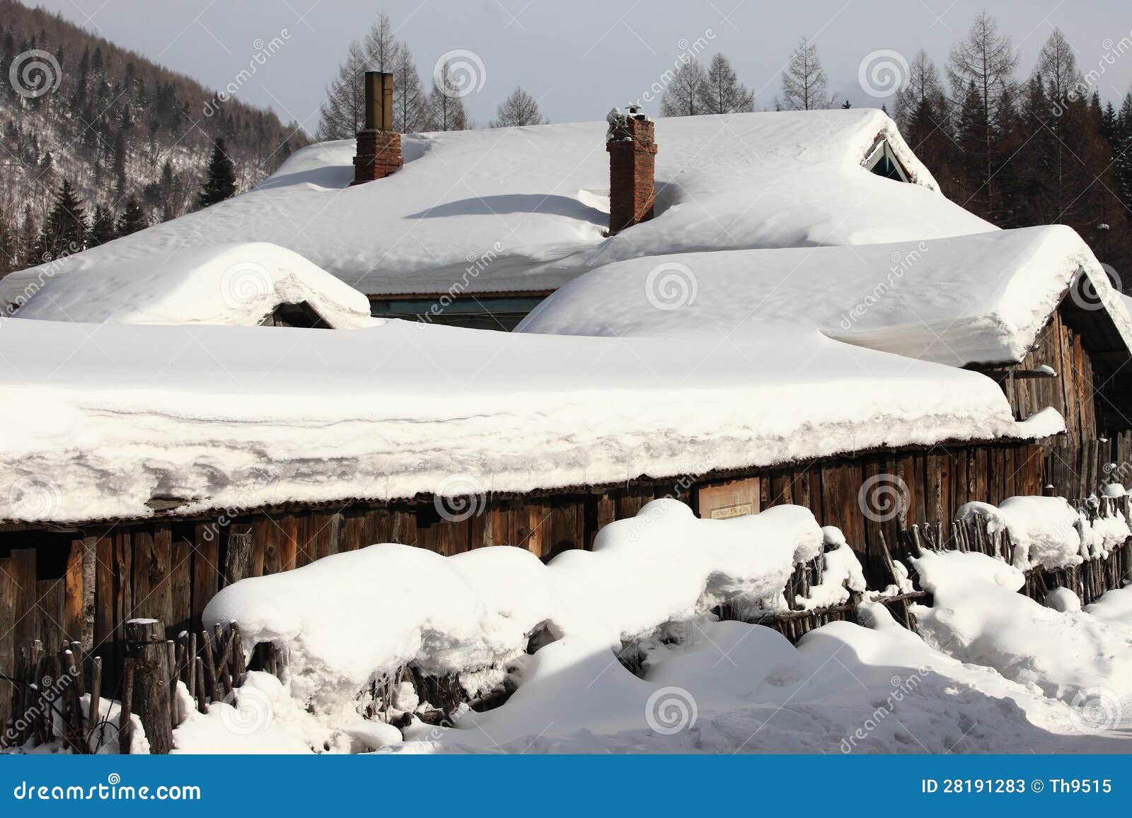 Snow town stock image. Image of snow, house, heilongjiang - 28191283