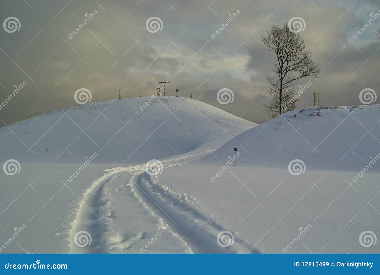 Snow Track stock image. Image of inside, blue, goal, nature - 12810499