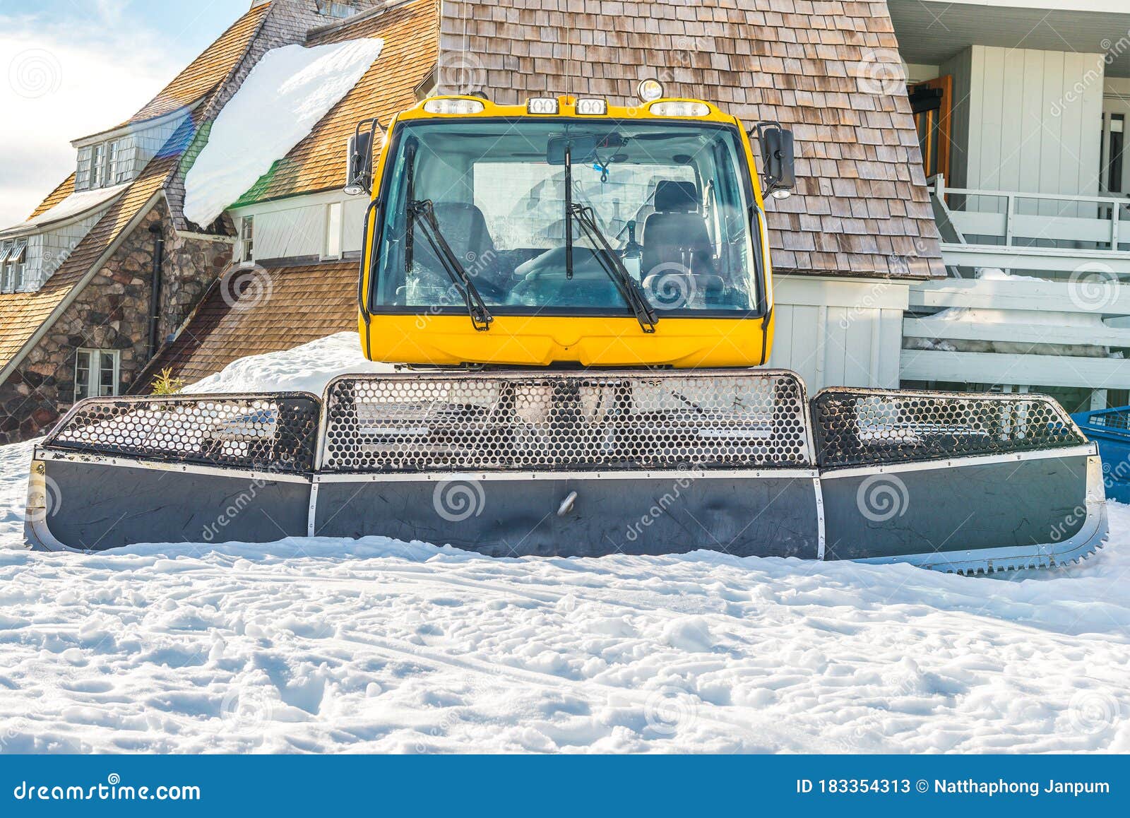 Snow Track Vehicle in Ski Resort Stock Image - Image of landscape, high ...