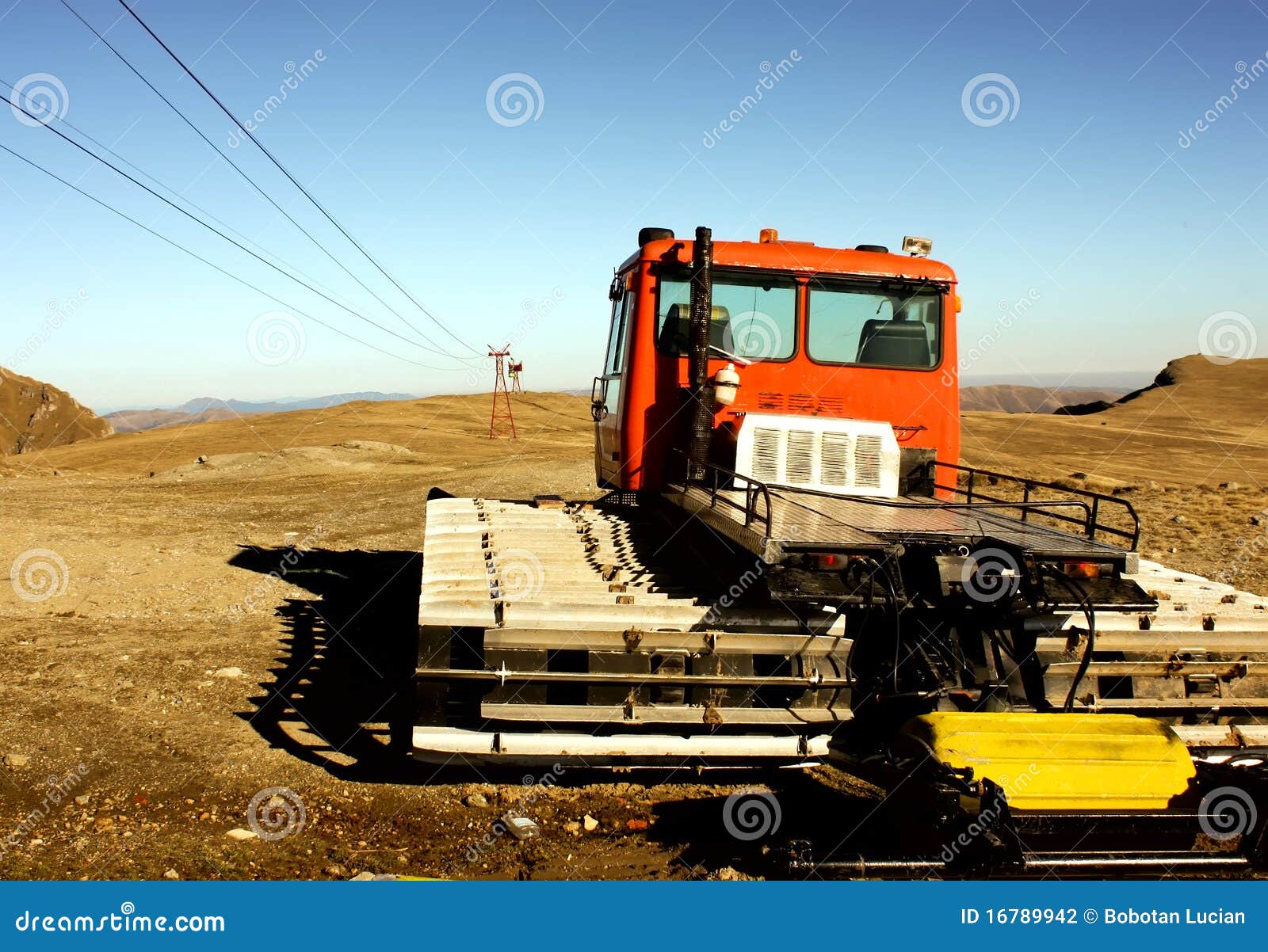 Snow tractor stock photo. Image of cold, cable, yellow - 16789942