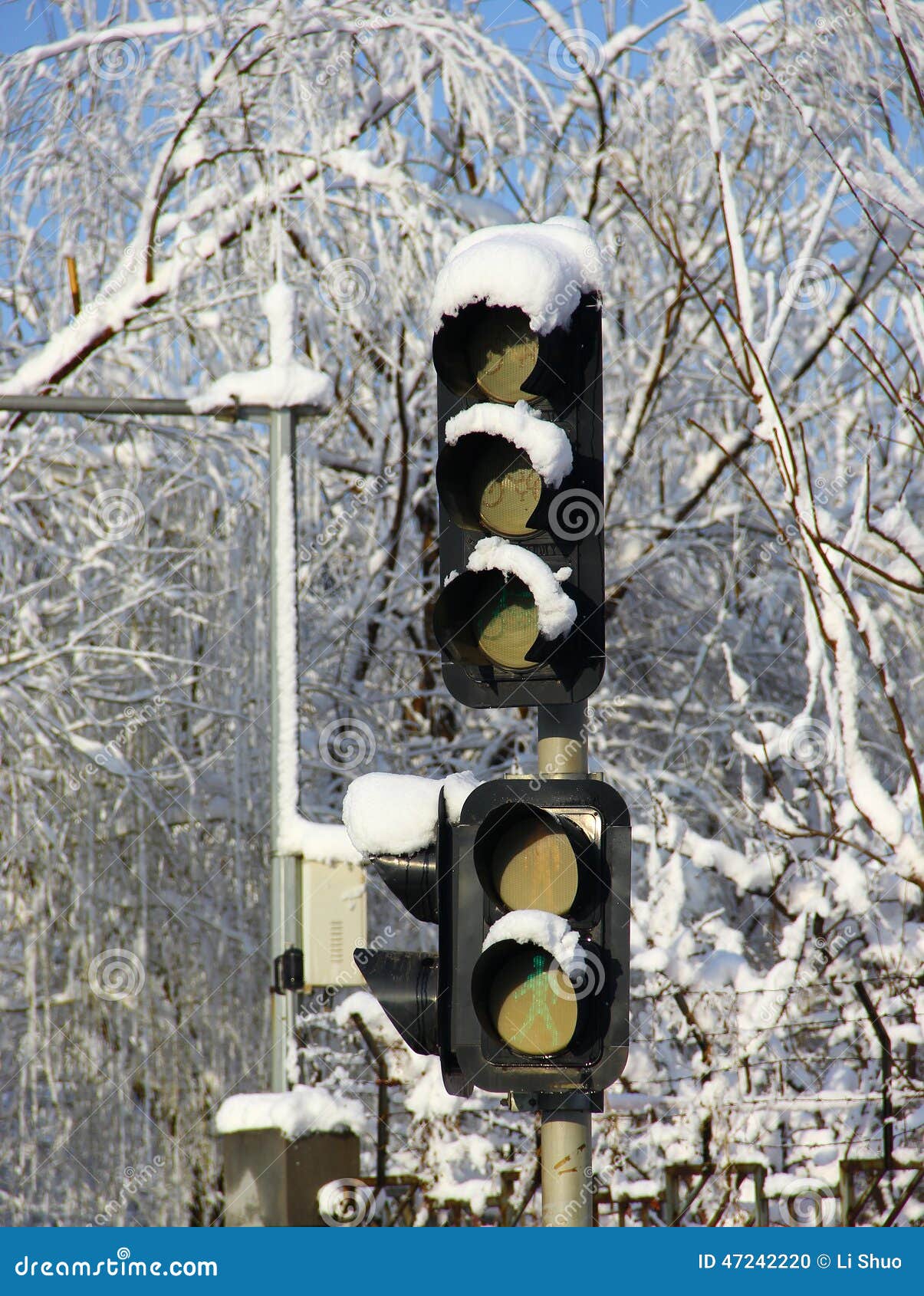 Snow on Traffic Light stock photo. Image of weather, heavy - 47242220