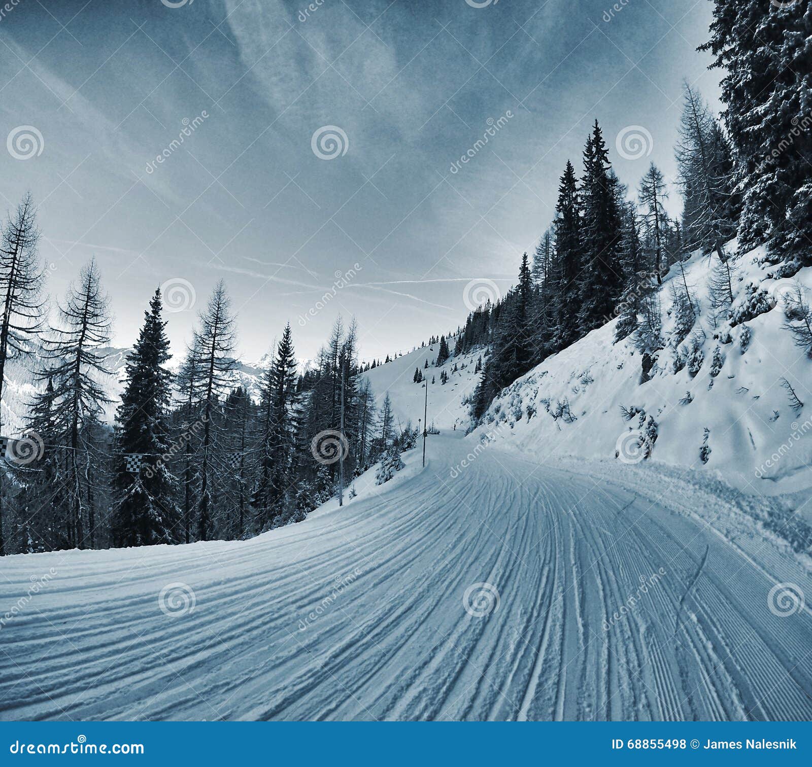 Snow trails stock photo. Image of sunday, winter, snow - 68855498