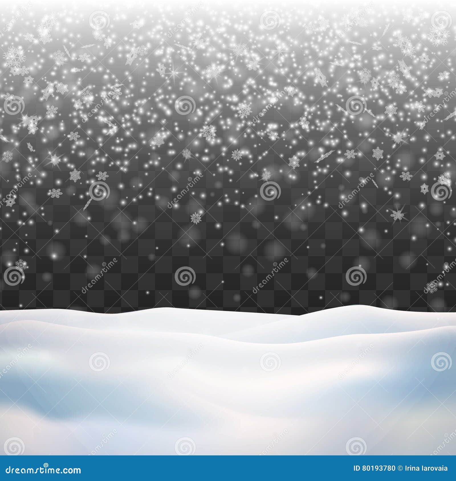 Winter Snowfall Ice Texture Vector Transparent Background. Realistic ...