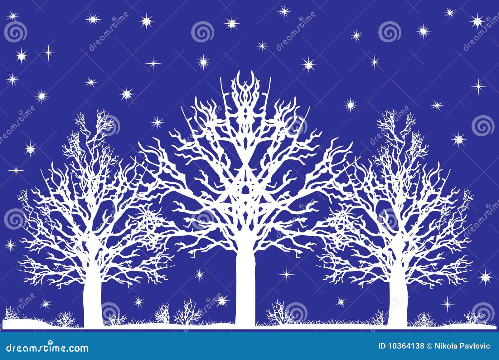 Snow With Trees Foregrounds Vector Illustration | CartoonDealer.com ...