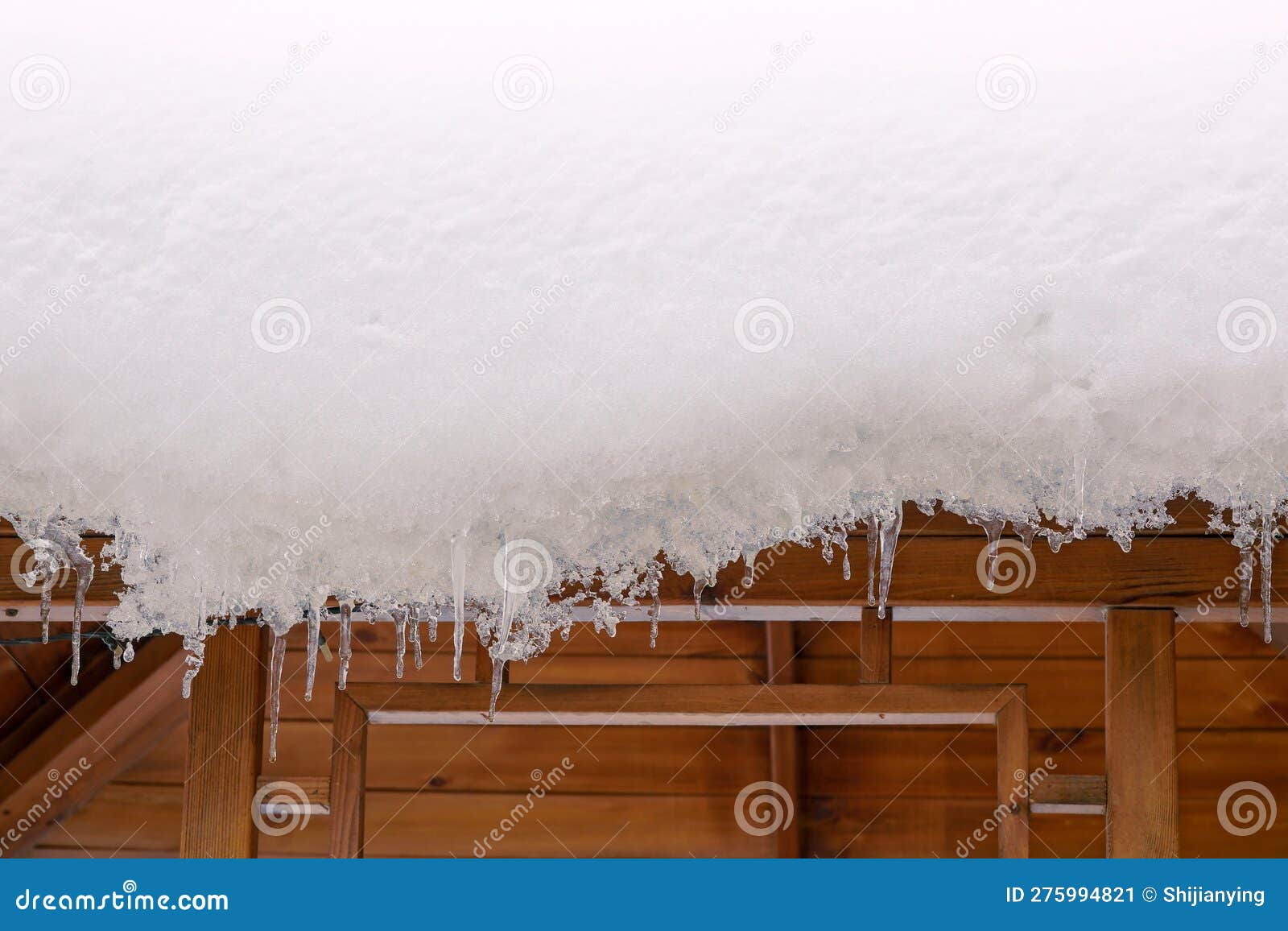 Snow under the eave stock image. Image of snow, nature - 275994821