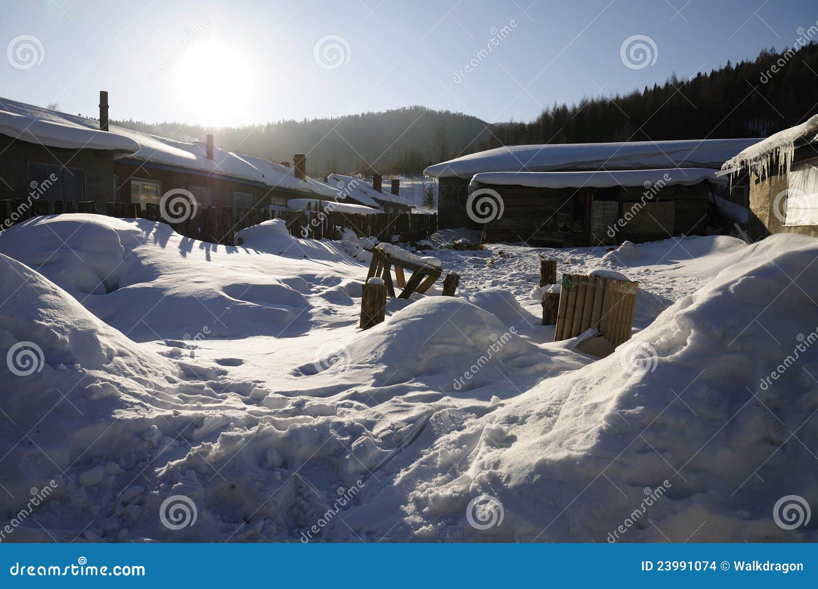Snow village stock photo. Image of quiet, cold, village - 23991074