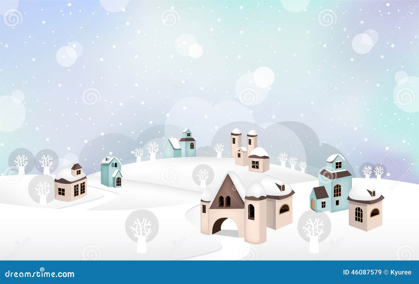 Snow village B stock vector. Illustration of field, xmas - 46087579