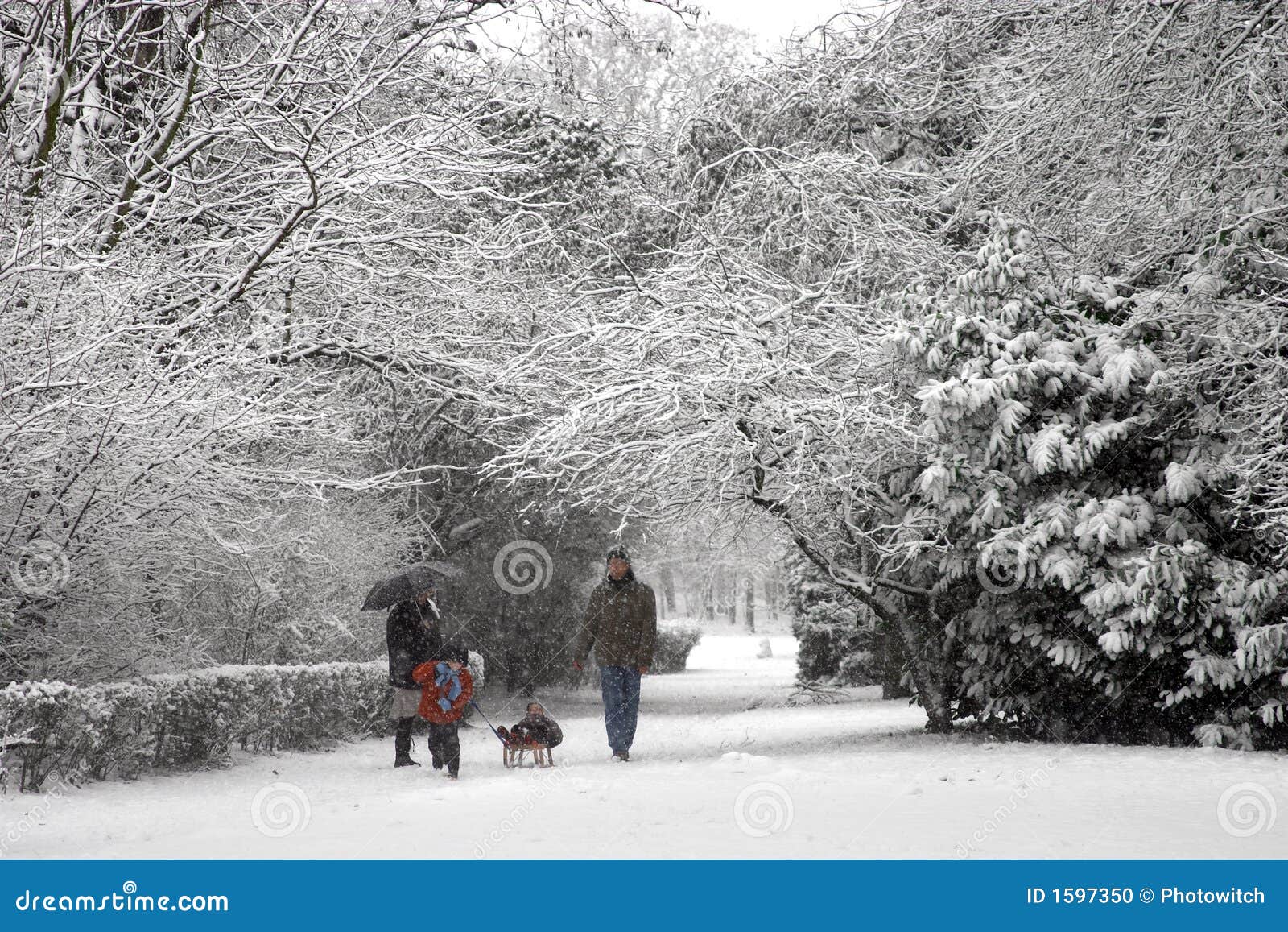 Snow walk stock photo. Image of family, mother, father - 1597350