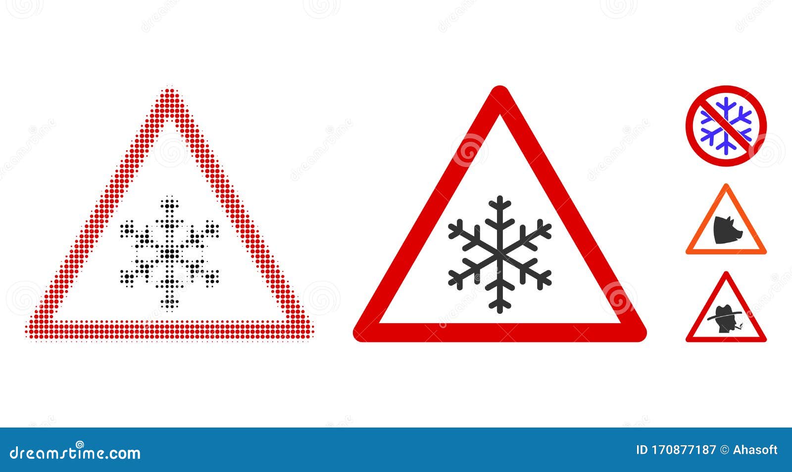 Snow Warning Halftone and Solid Icon Stock Vector - Illustration of ...