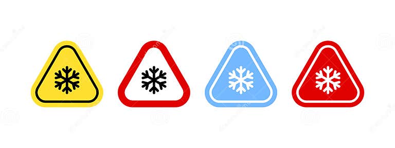 Snow Warning Road Signs with Snowflake Inside Stock Illustration ...