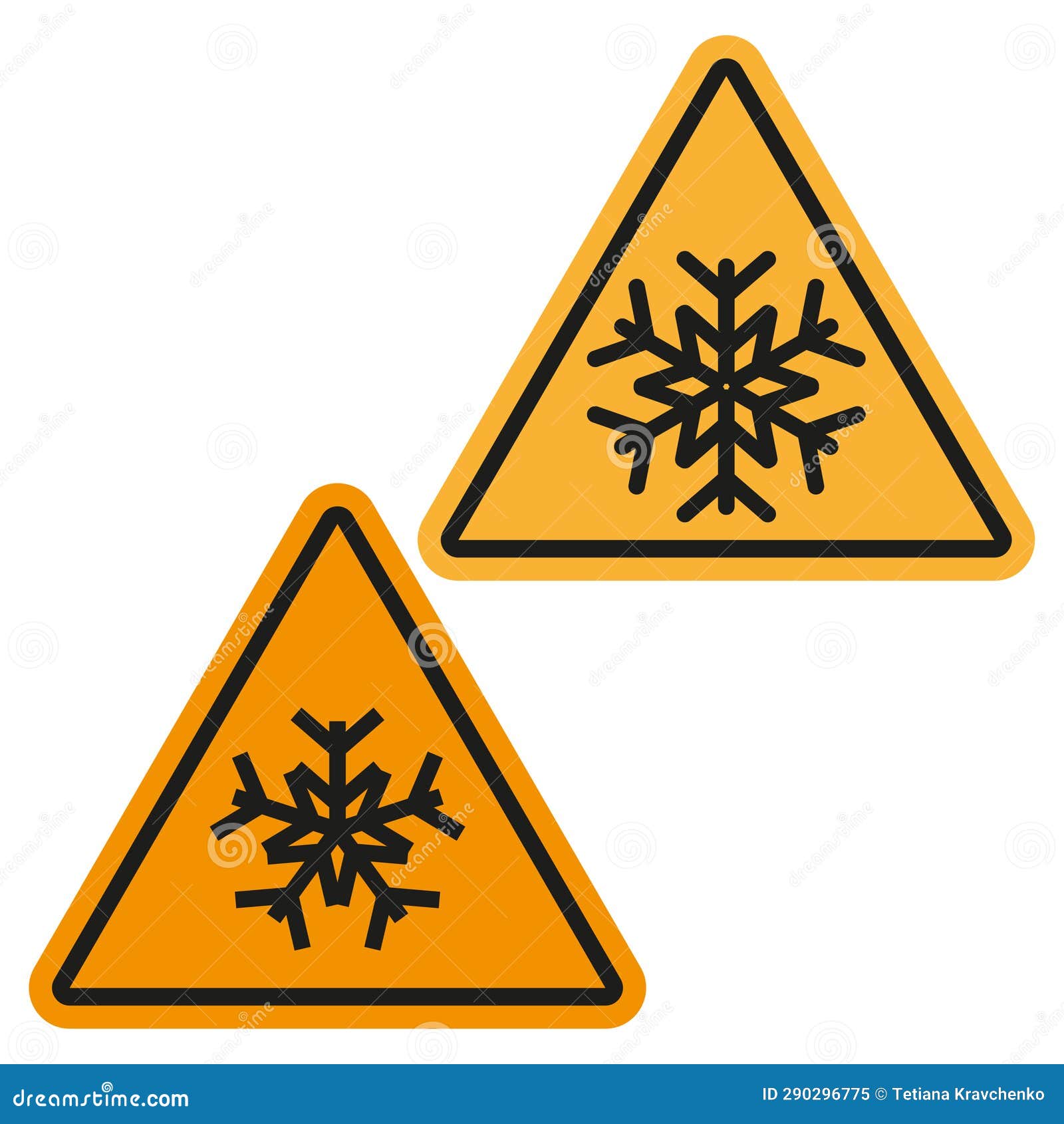 Snow Warning Sign. Risk of Ice Warning Symbol Set. Vector Illustration ...