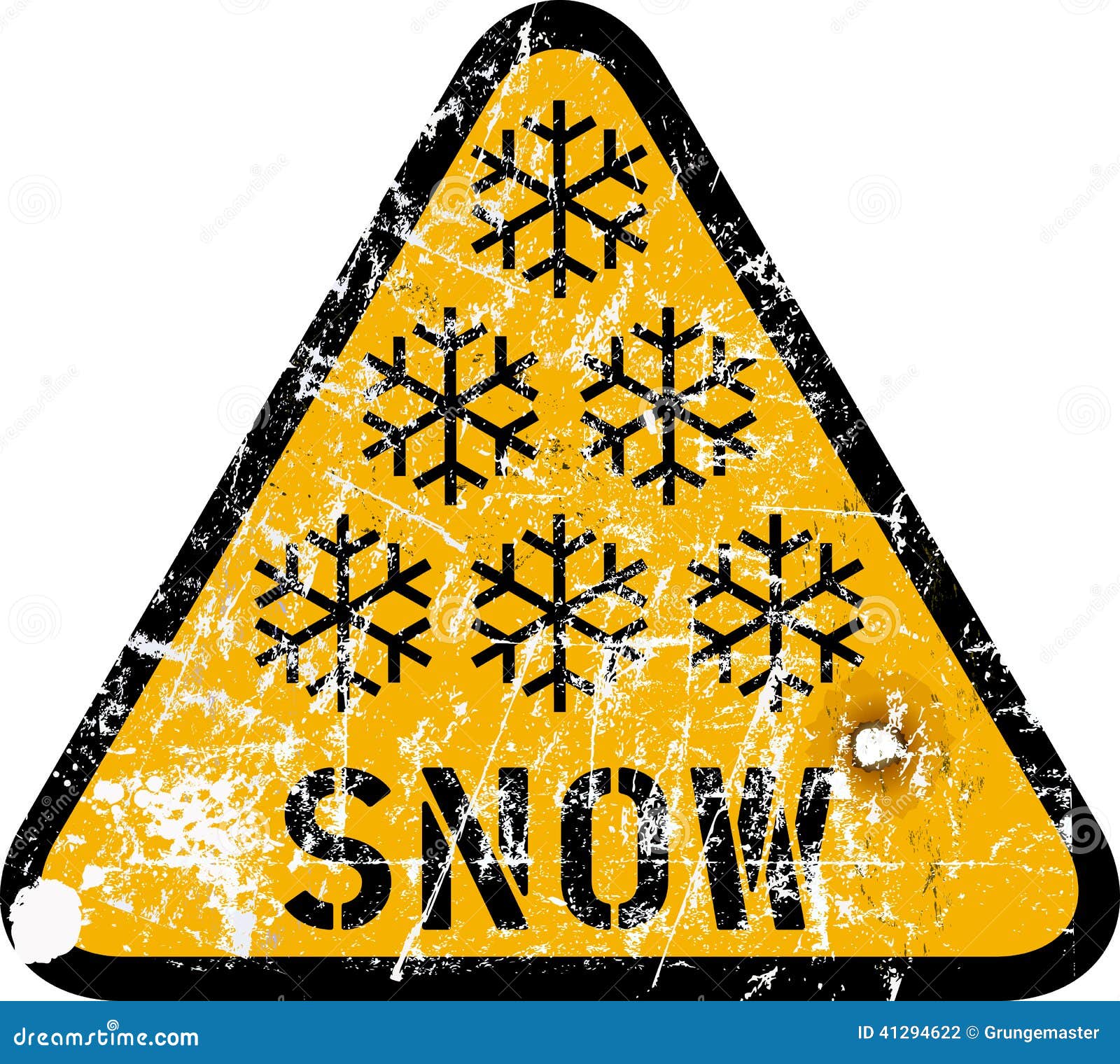 Snow Warning Sign, Weathered With Snowflaces. Vector Illustration. Red ...