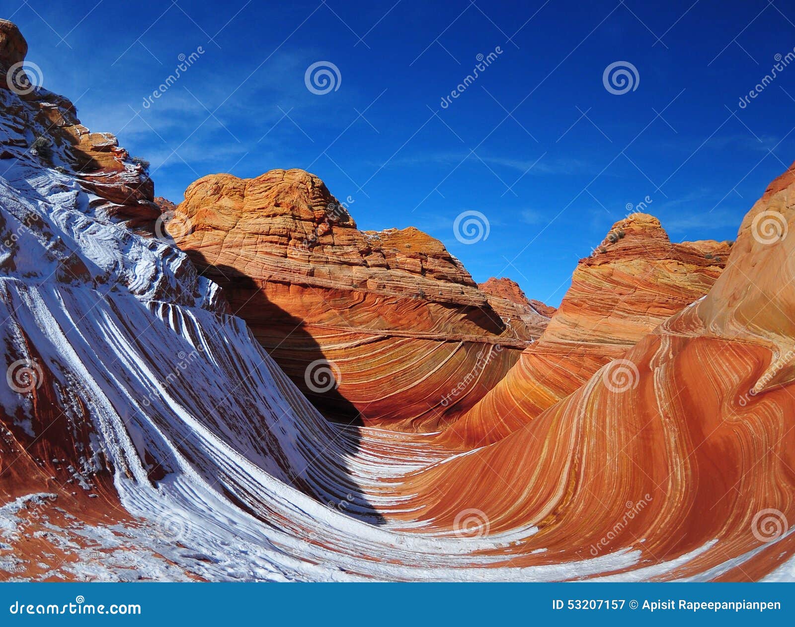 Snow at the Wave, Arizona stock image. Image of rocks - 53207157