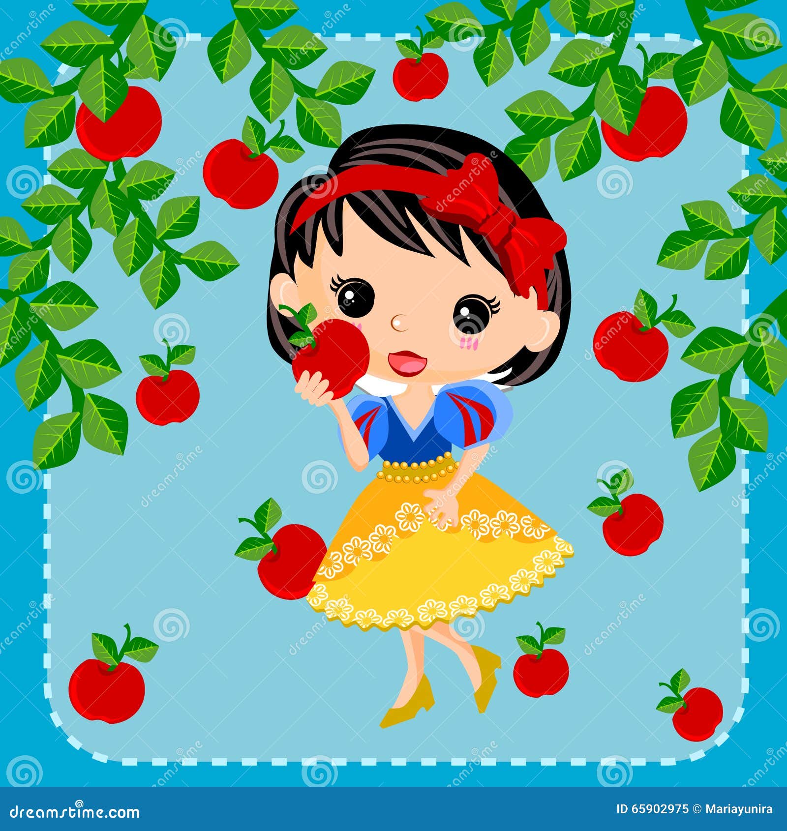 Snow White Princess Cartoon Stock Vector - Illustration of girl, dress ...