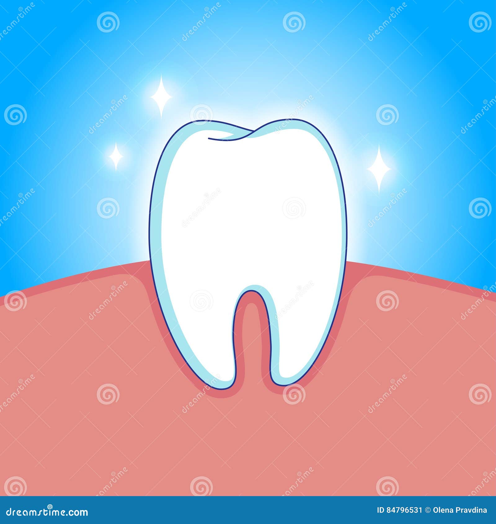 The Snow-white Sparkling Tooth in the Gum. Stock Vector - Illustration ...
