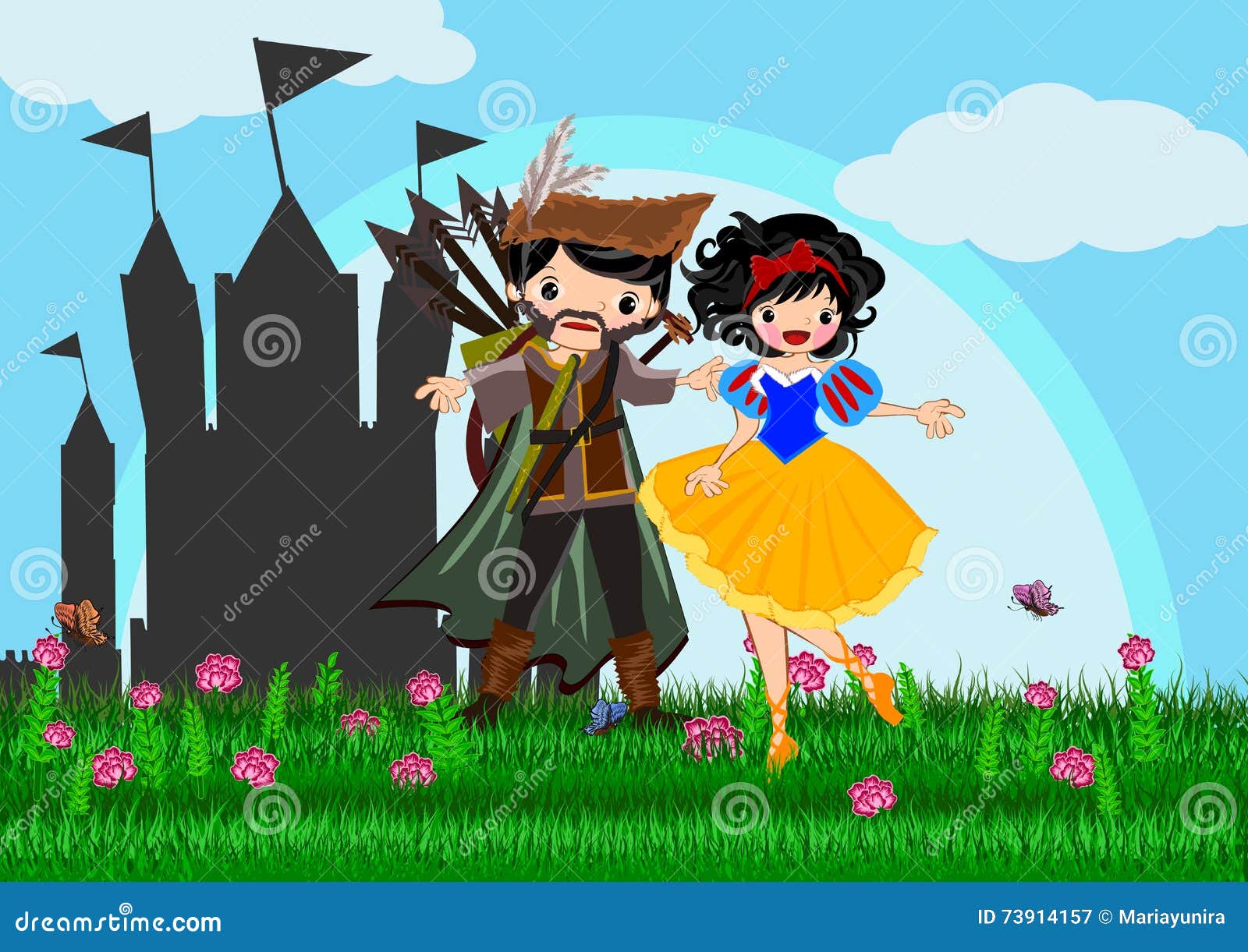 Snow white stock illustration. Illustration of line, lovely - 73914157