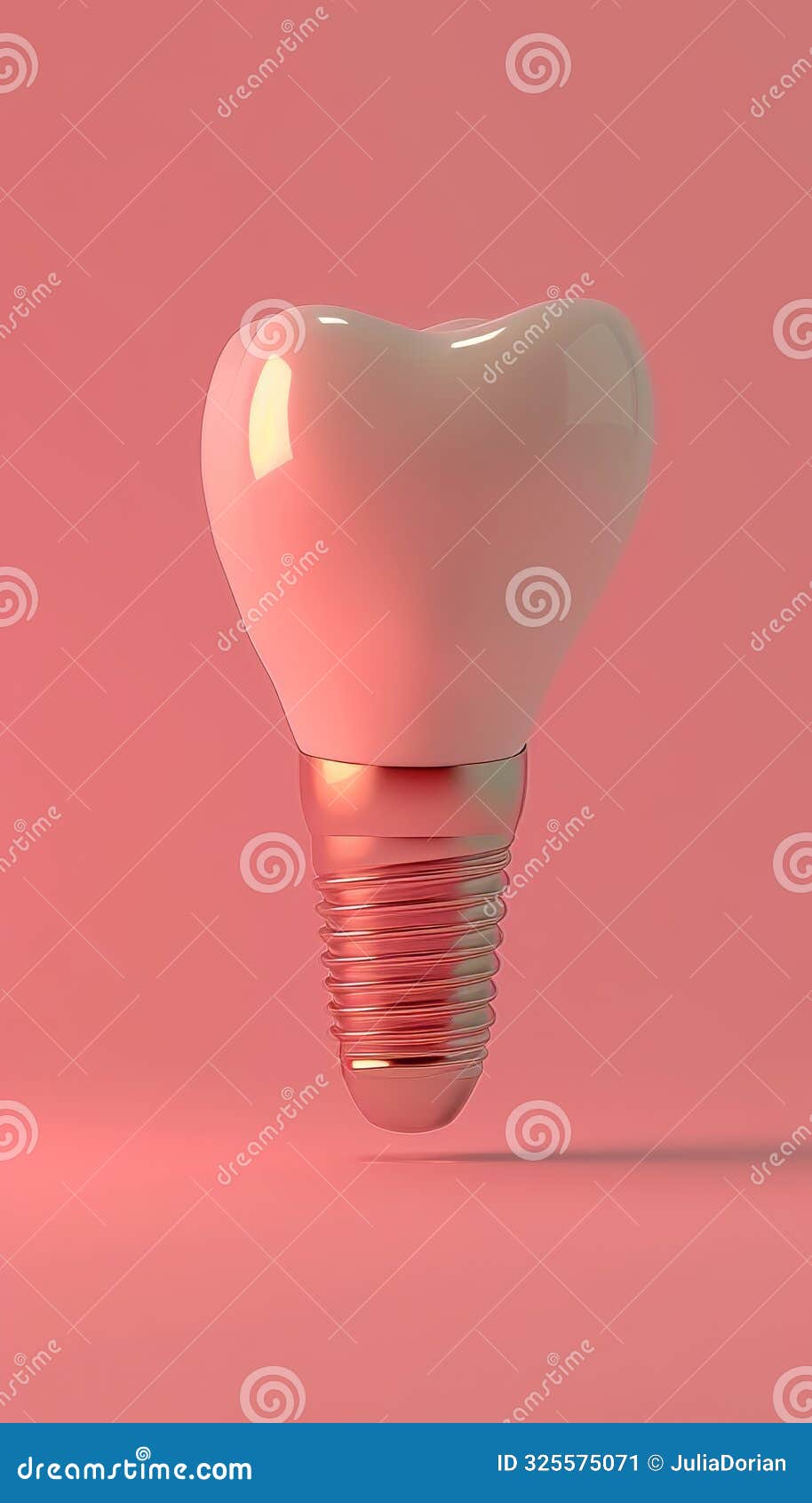 Snow White Tooth Implant Symbolizing Dentistry on Solid Background ...