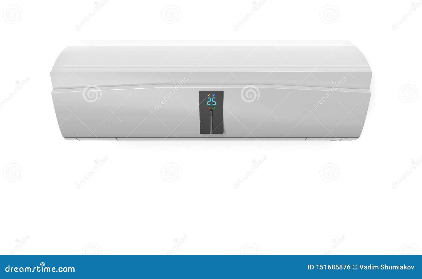 Snow White Touch Screen Air Conditioner Isolated on White Wall 3D ...