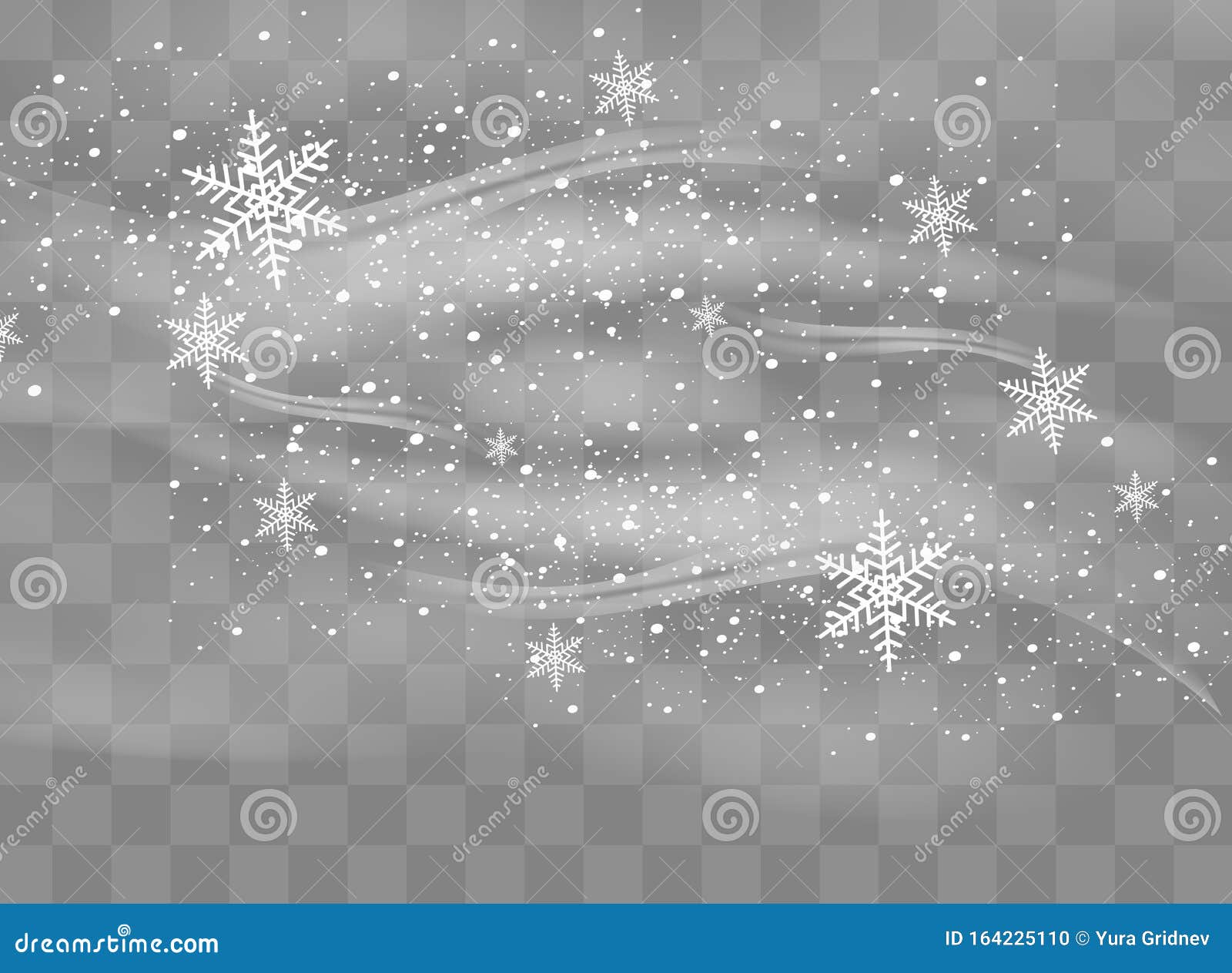 Snow and Wind on a Transparent Background. White Gradient Decorative ...