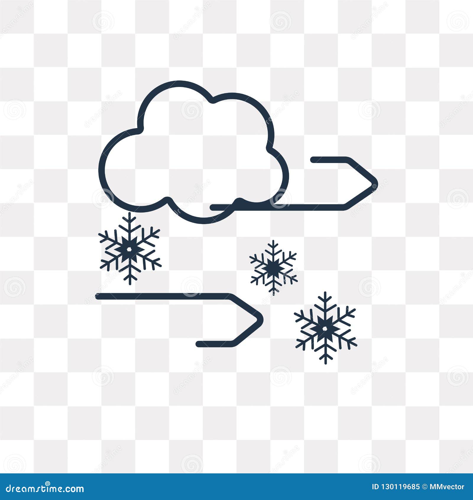 Snow and Wind Vector Icon Isolated on Transparent Background, Li Stock ...