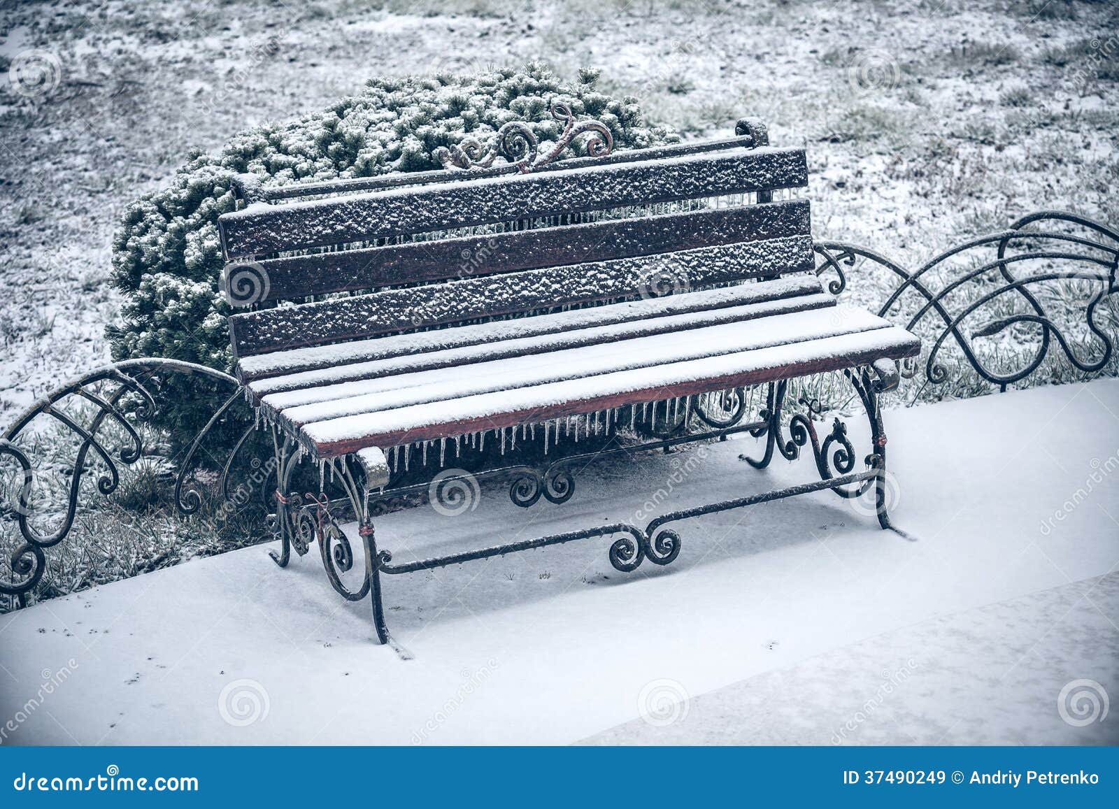 Snow of winter bench stock image. Image of frozen, bench - 37490249