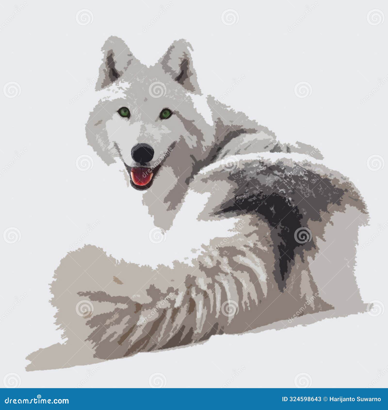 Snow wolf looking back stock illustration. Illustration of looking ...