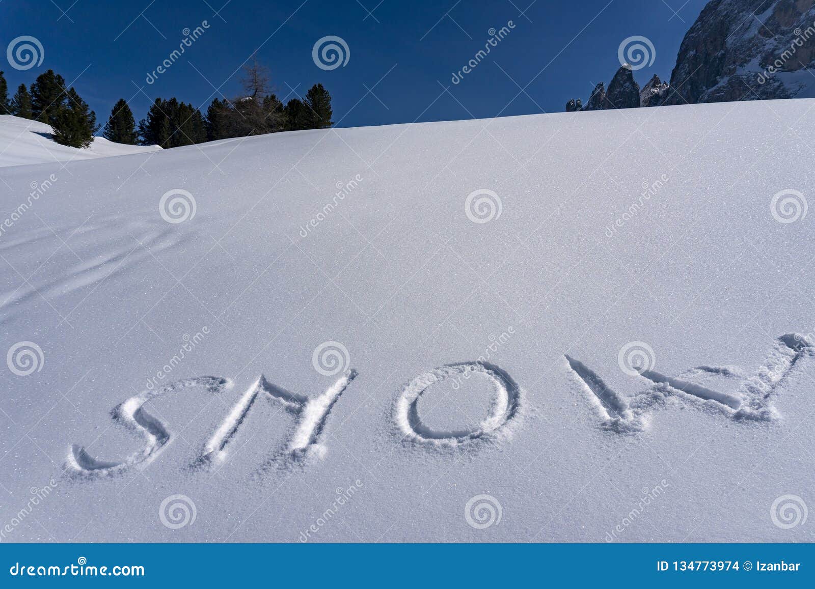 Snow writing on the snow stock photo. Image of blue - 134773974