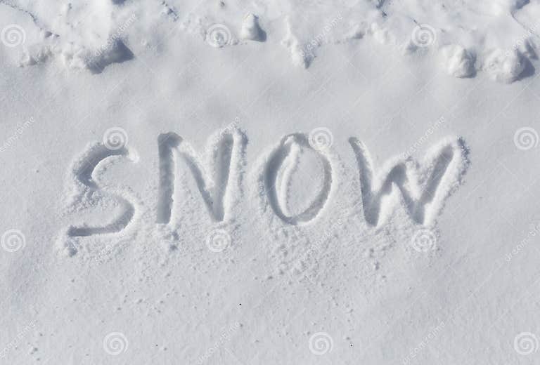 SNOW written in snow stock image. Image of outside, winter - 52121671