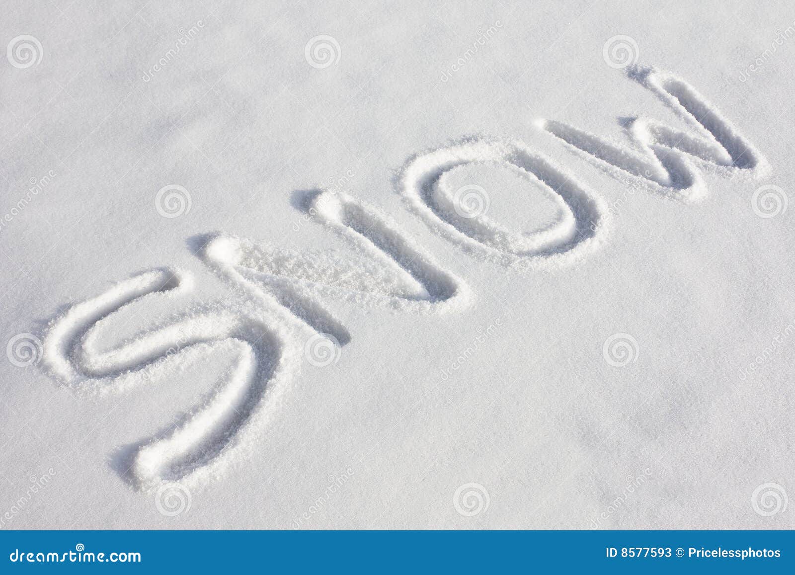 SNOW Written in a Snowy Field Stock Image - Image of background ...