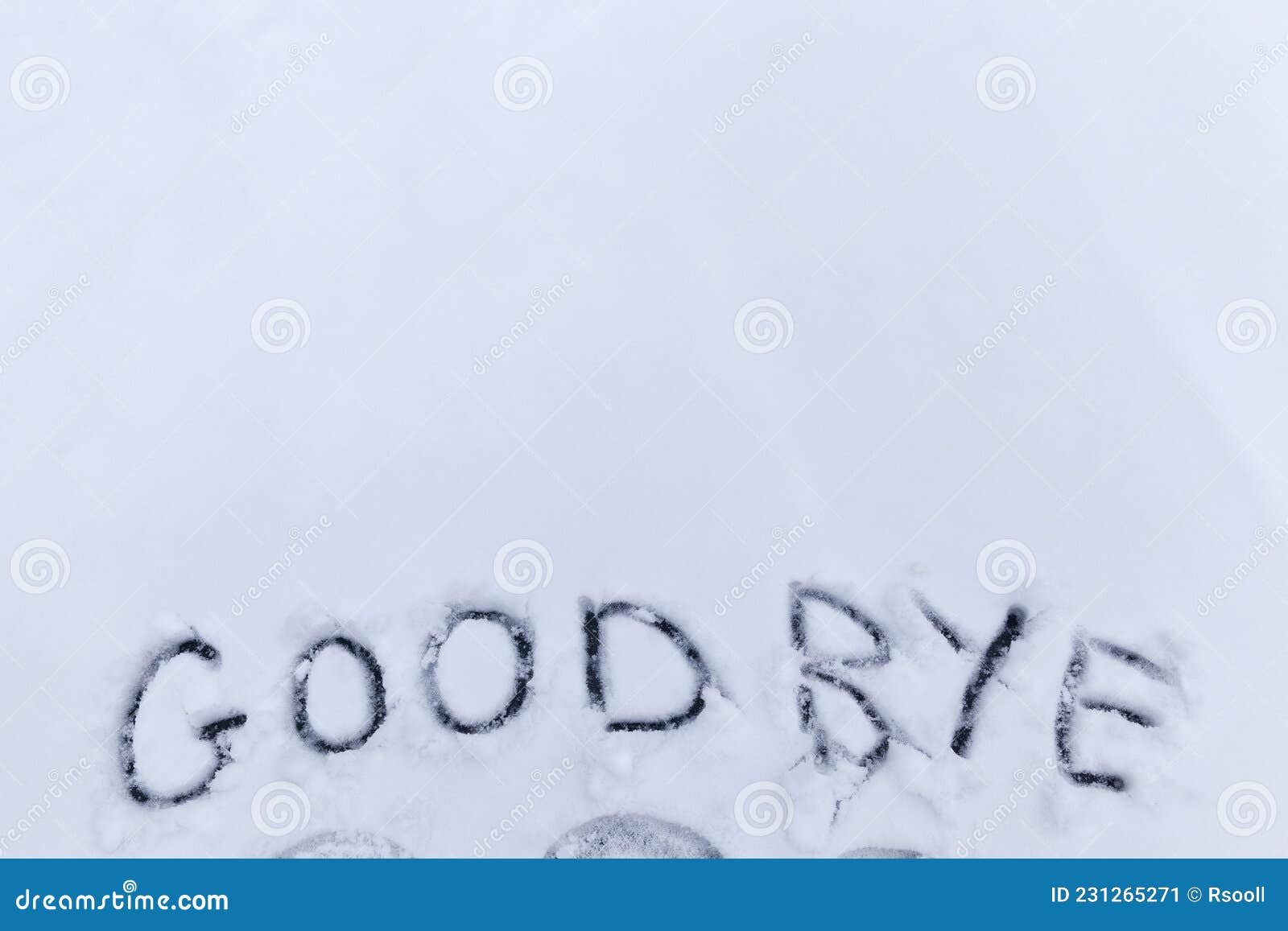 Snow with the Written Word Goodbye Stock Image - Image of goodbye, type ...