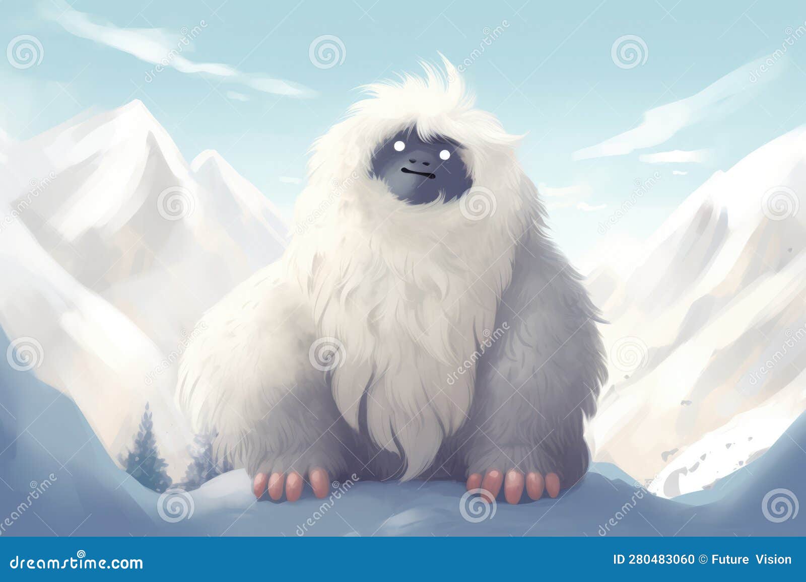 Snow Yeti and Mountains Covered in Snow, Created Using Generative Ai ...