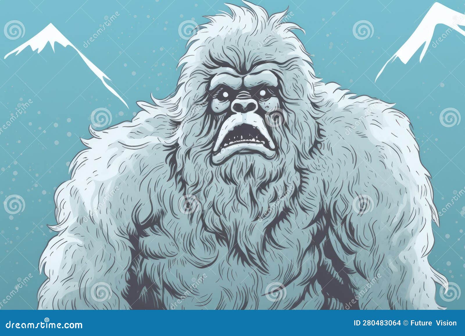 Snow Yeti and Mountains Covered in Snow, Created Using Generative Ai ...