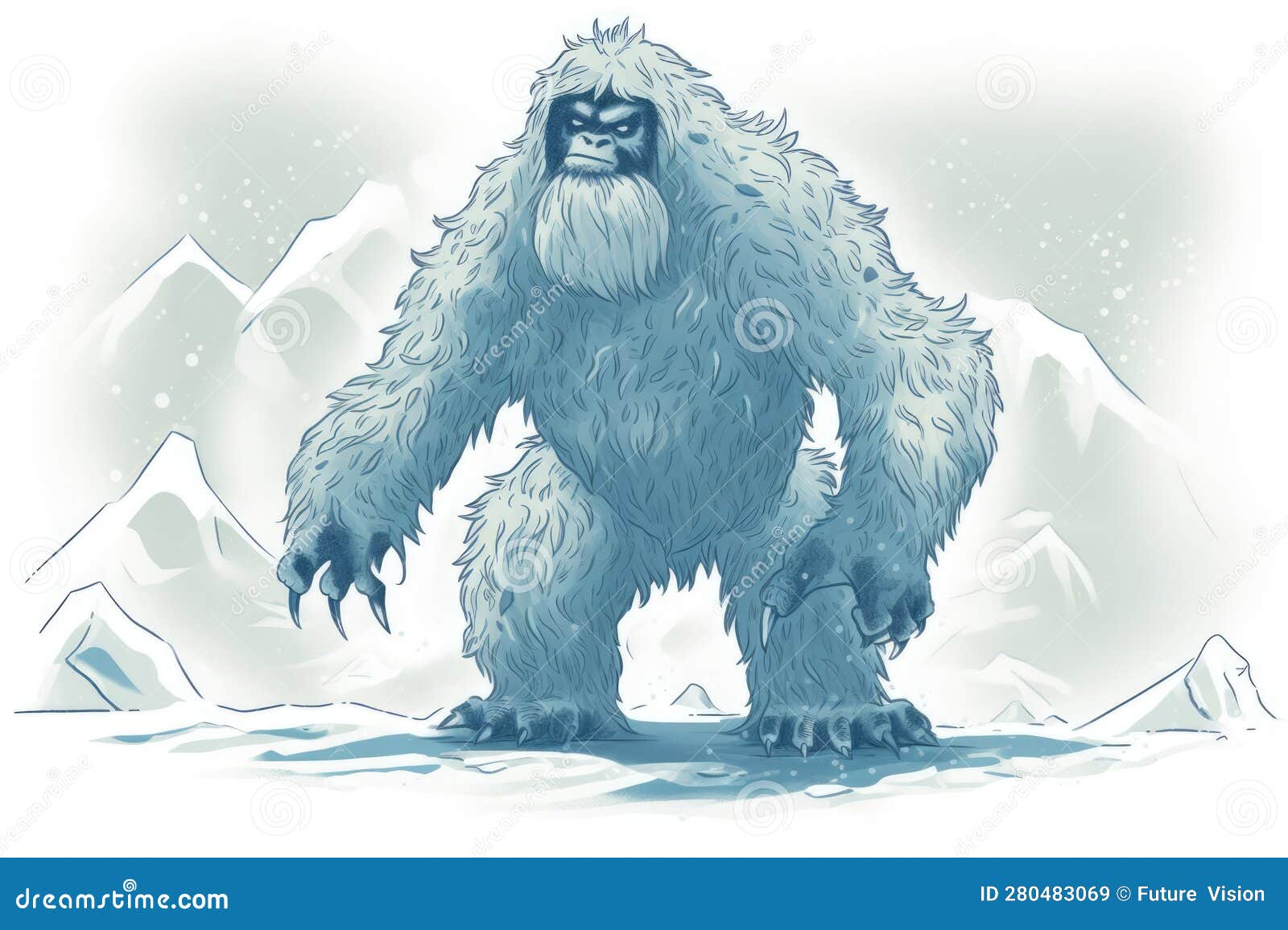 Snow Yeti and Mountains Covered in Snow, Created Using Generative Ai ...
