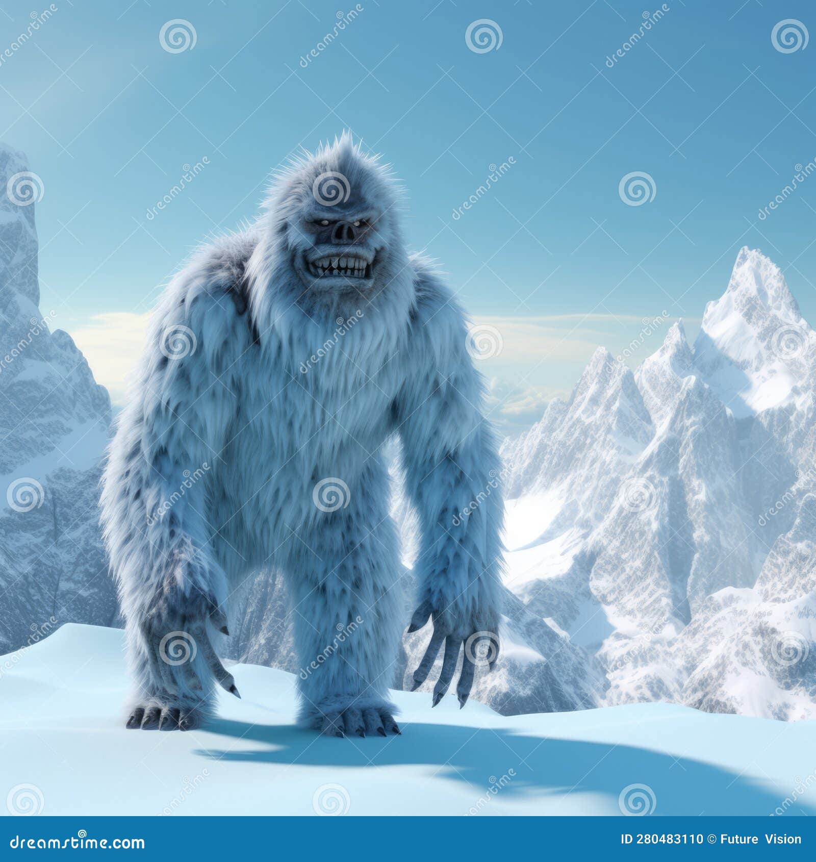 Snow Yeti and Mountains Covered in Snow, Created Using Generative Ai ...