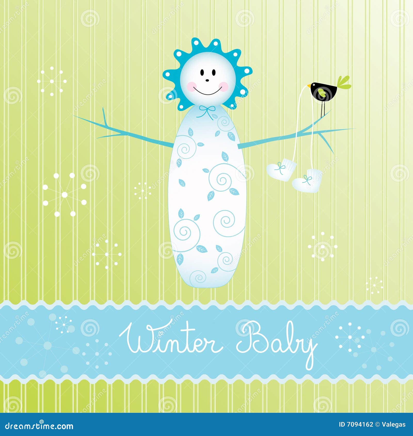 Snowbaby boy stock vector. Illustration of snowflake, greeting - 7094162