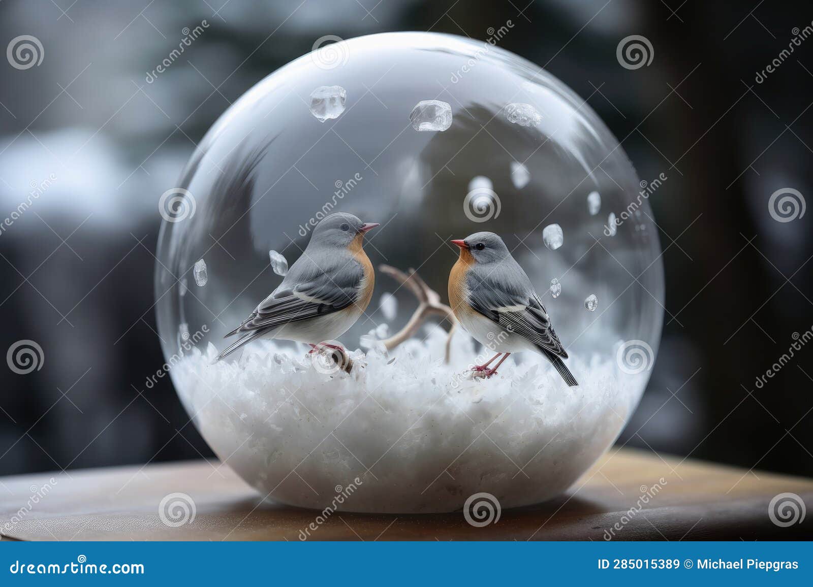 Snowball with Birds Inside Created with Generative AI Technology Stock ...