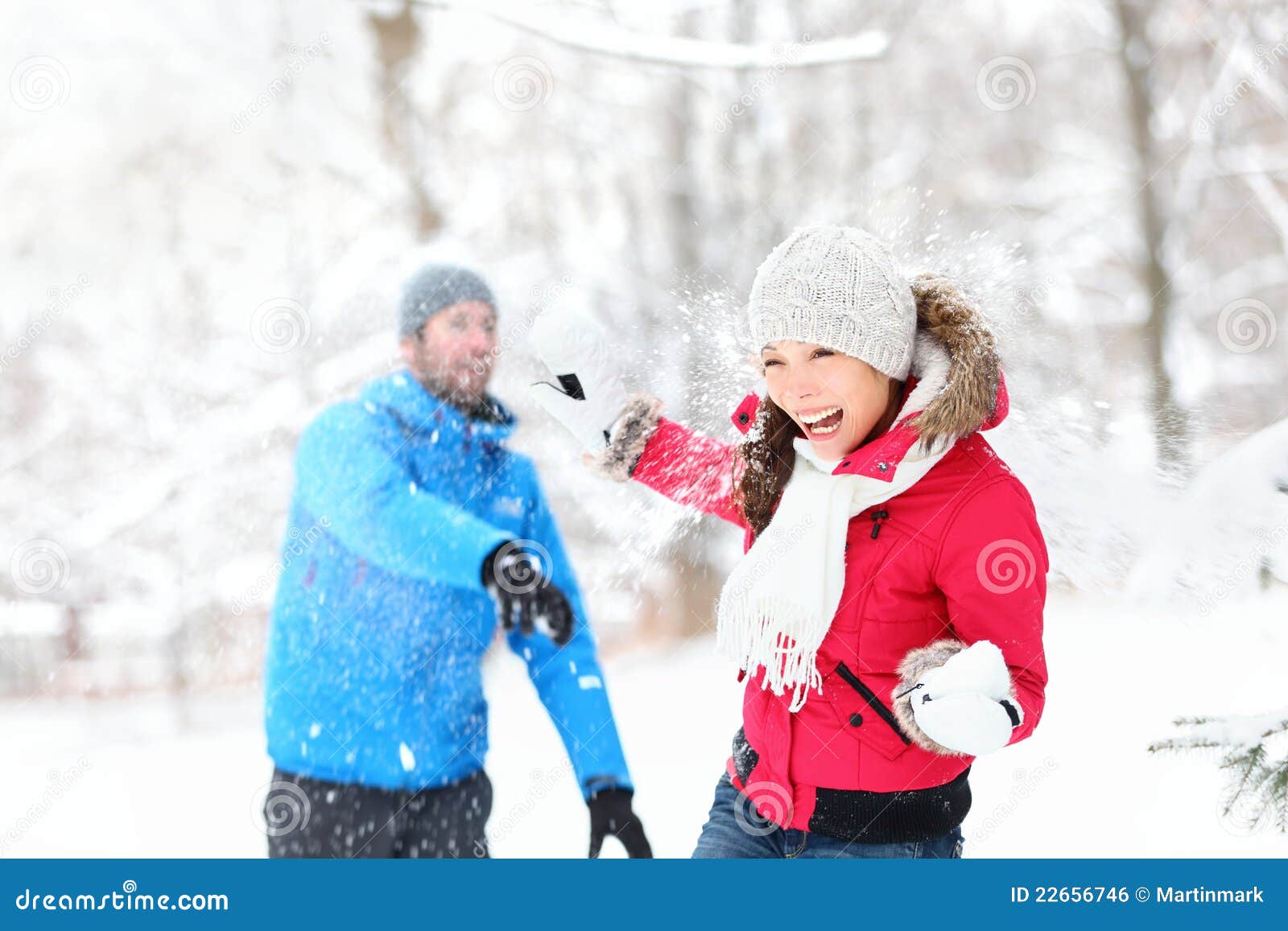 Snowball fight stock photo. Image of female, fight, adult - 22656746