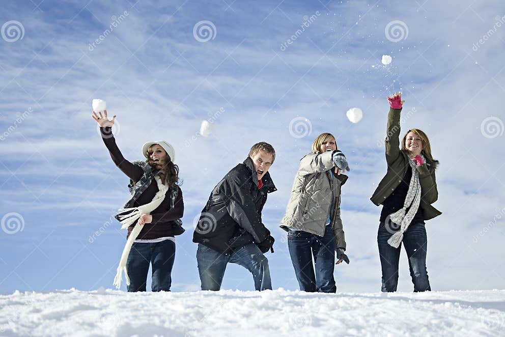 Snowball fight stock image. Image of christmas, play, activities - 4273429