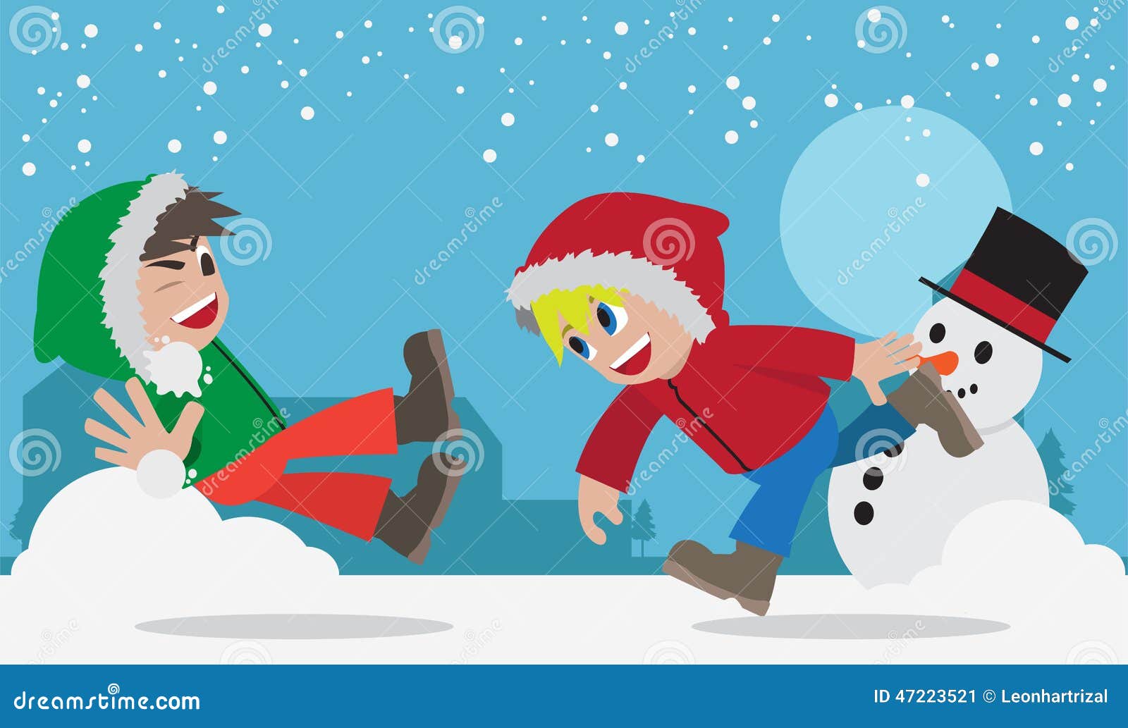 Snowball fight stock vector. Illustration of cold, throw - 47223521