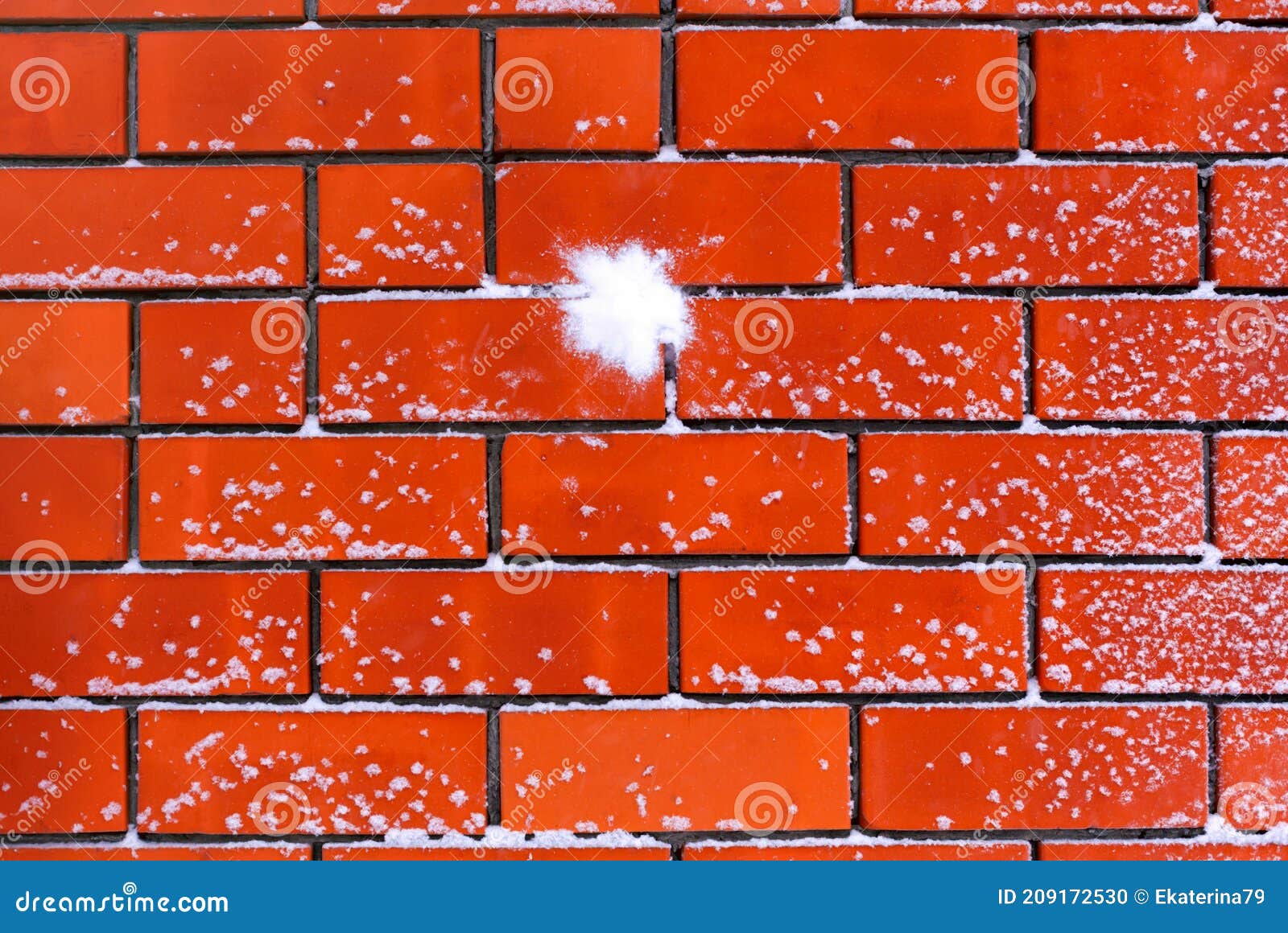 Snowball Splat on the Snowy Brick Wall Stock Photo - Image of throwing ...