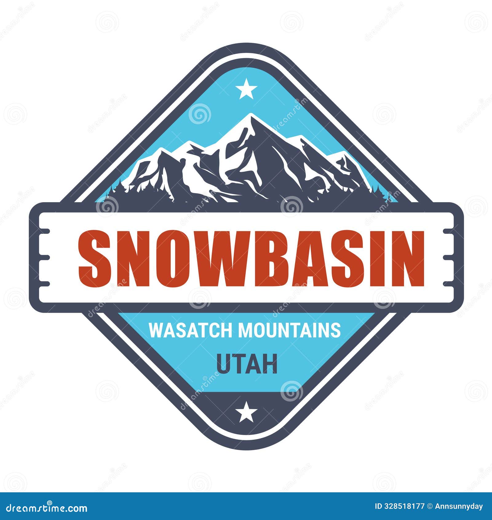 Snowbasin, Utah, Wasatch Mountains Resort Stamp, Emblem with Snow ...