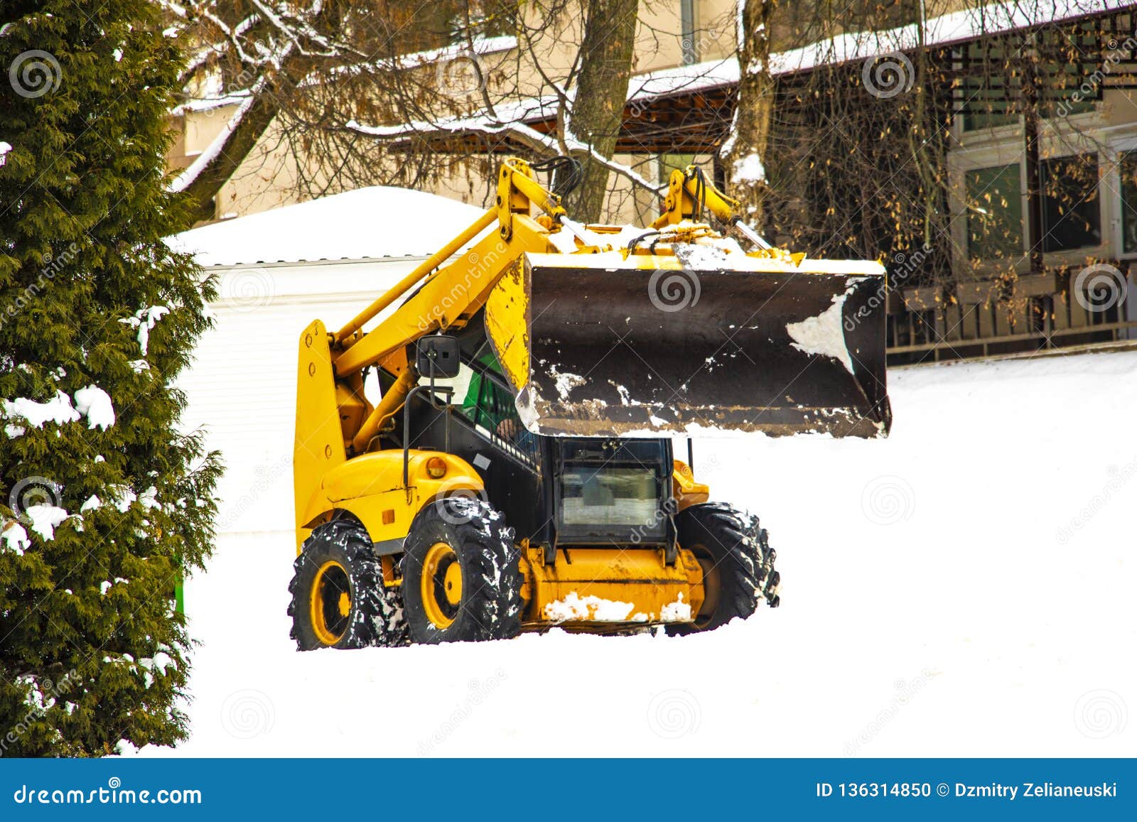 Snowblower Cleans the Road from Snow. Winter Stock Photo - Image of ...