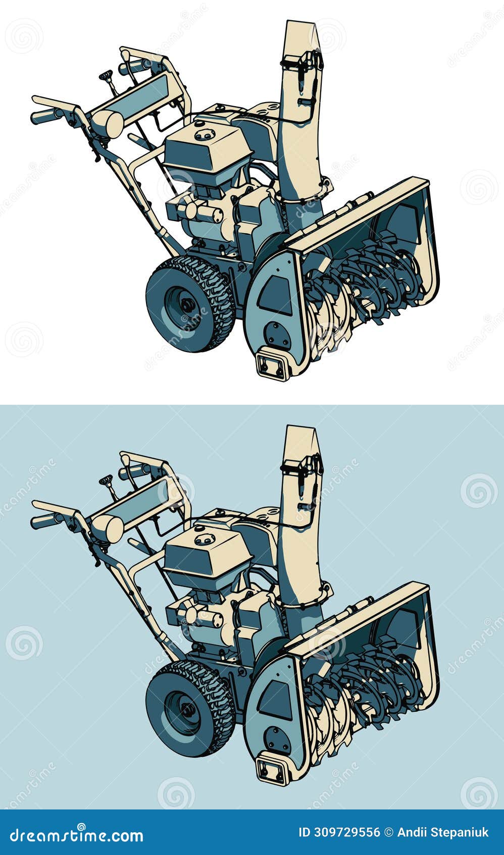 Snowblower illustration stock vector. Illustration of driveway - 309729556