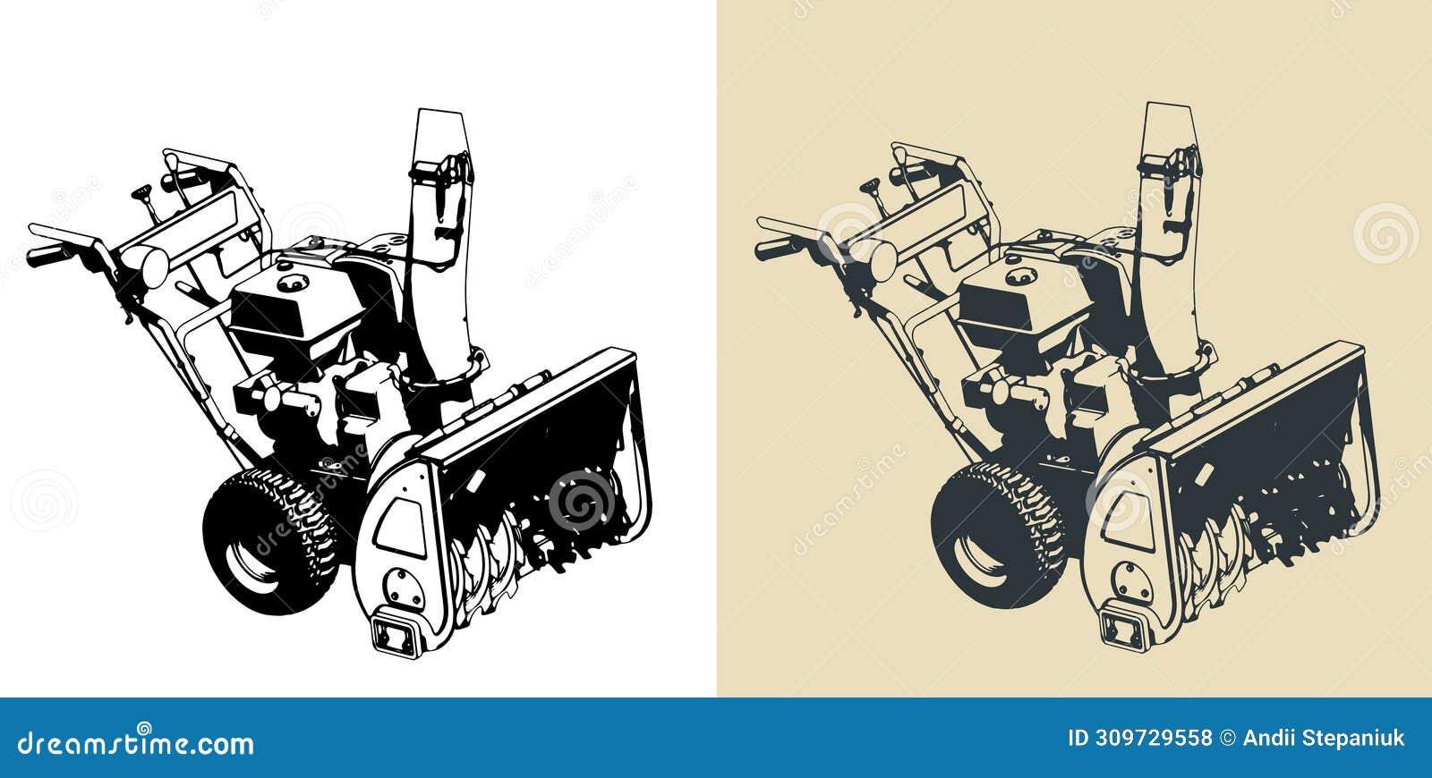 Snowblower illustrations stock vector. Illustration of blowing - 309729558