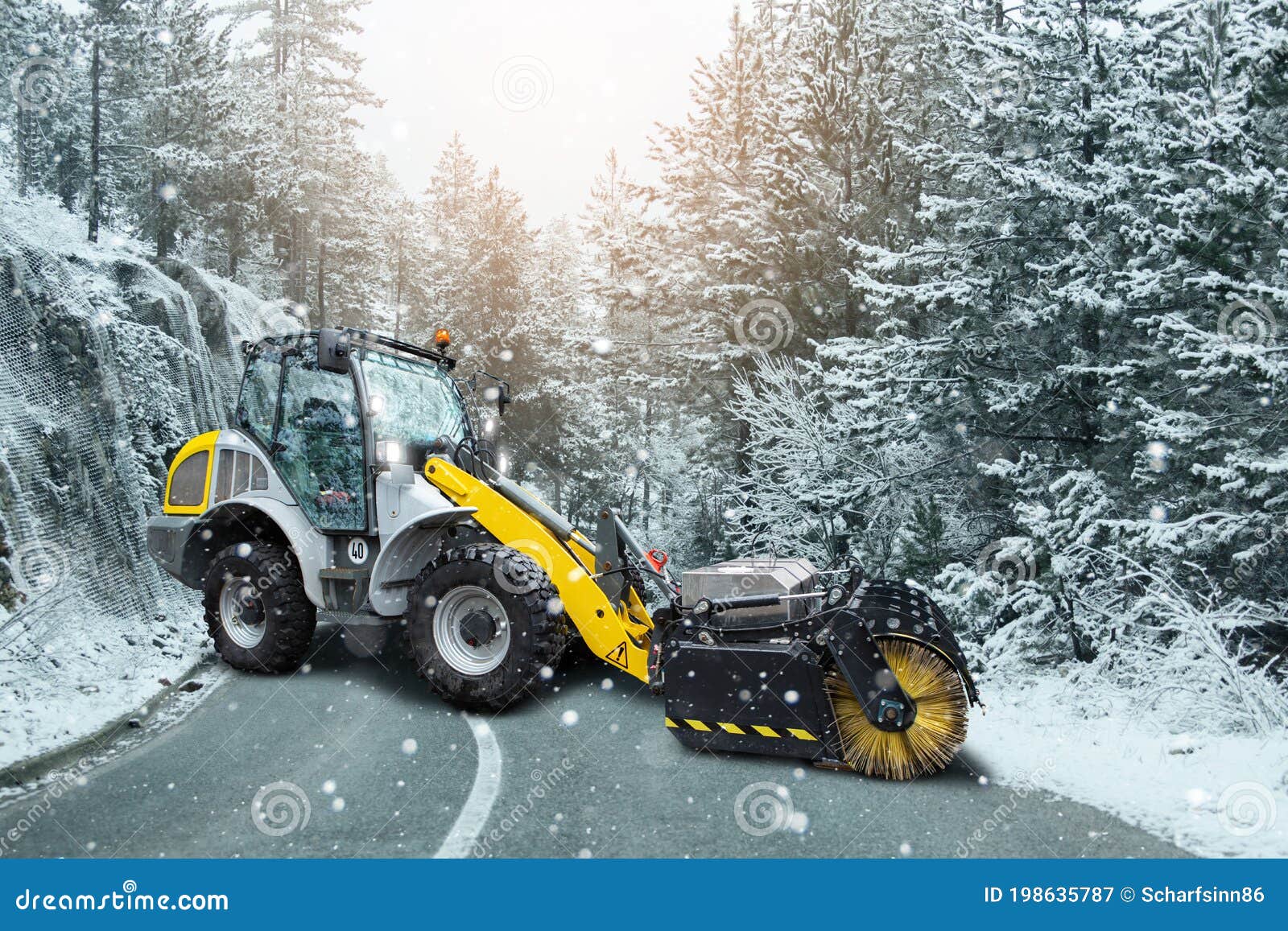 Snowblower Machine on a Winter Road. Stock Image - Image of work ...