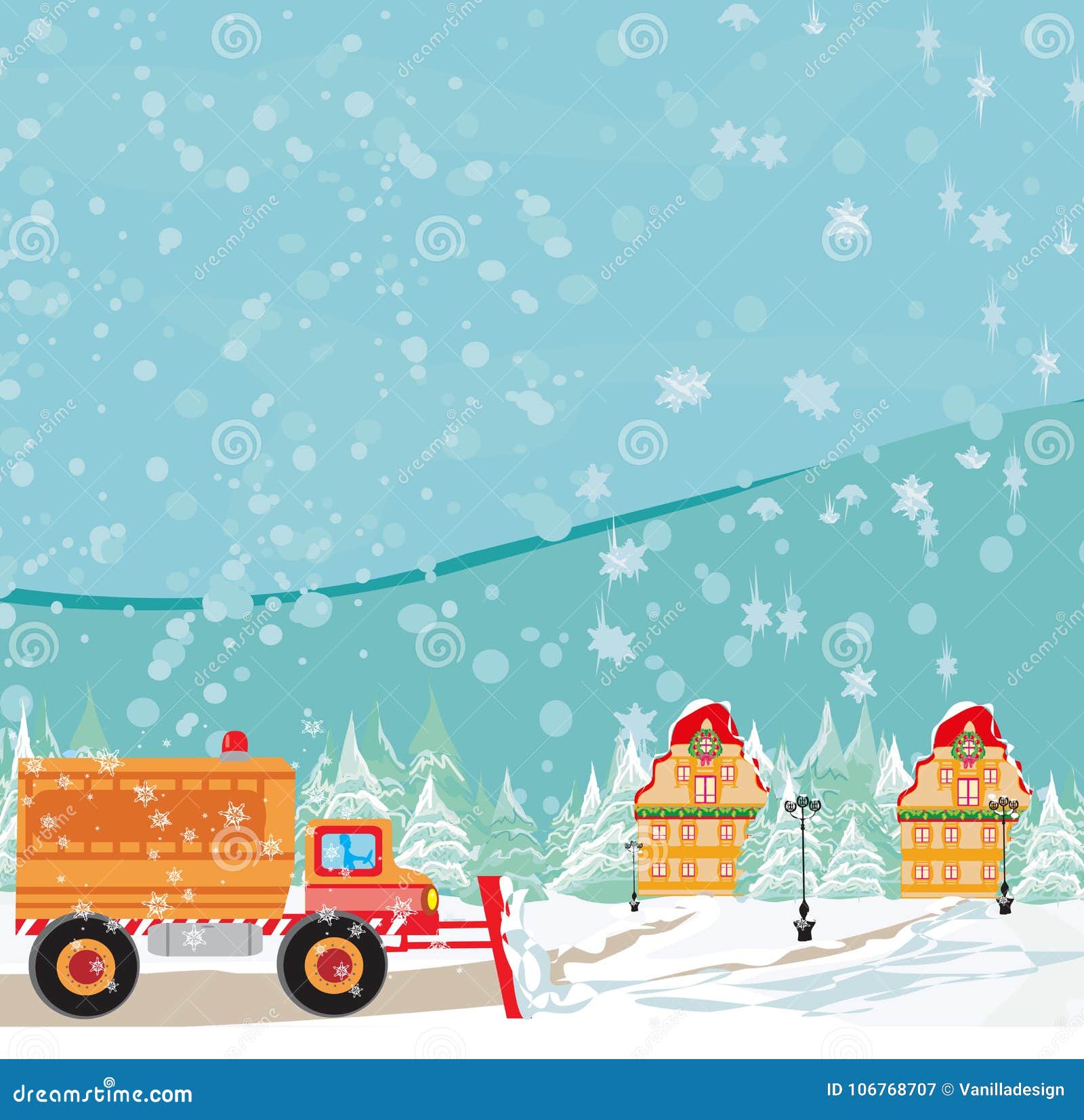 Snowblower on road stock vector. Illustration of shoveling - 106768707